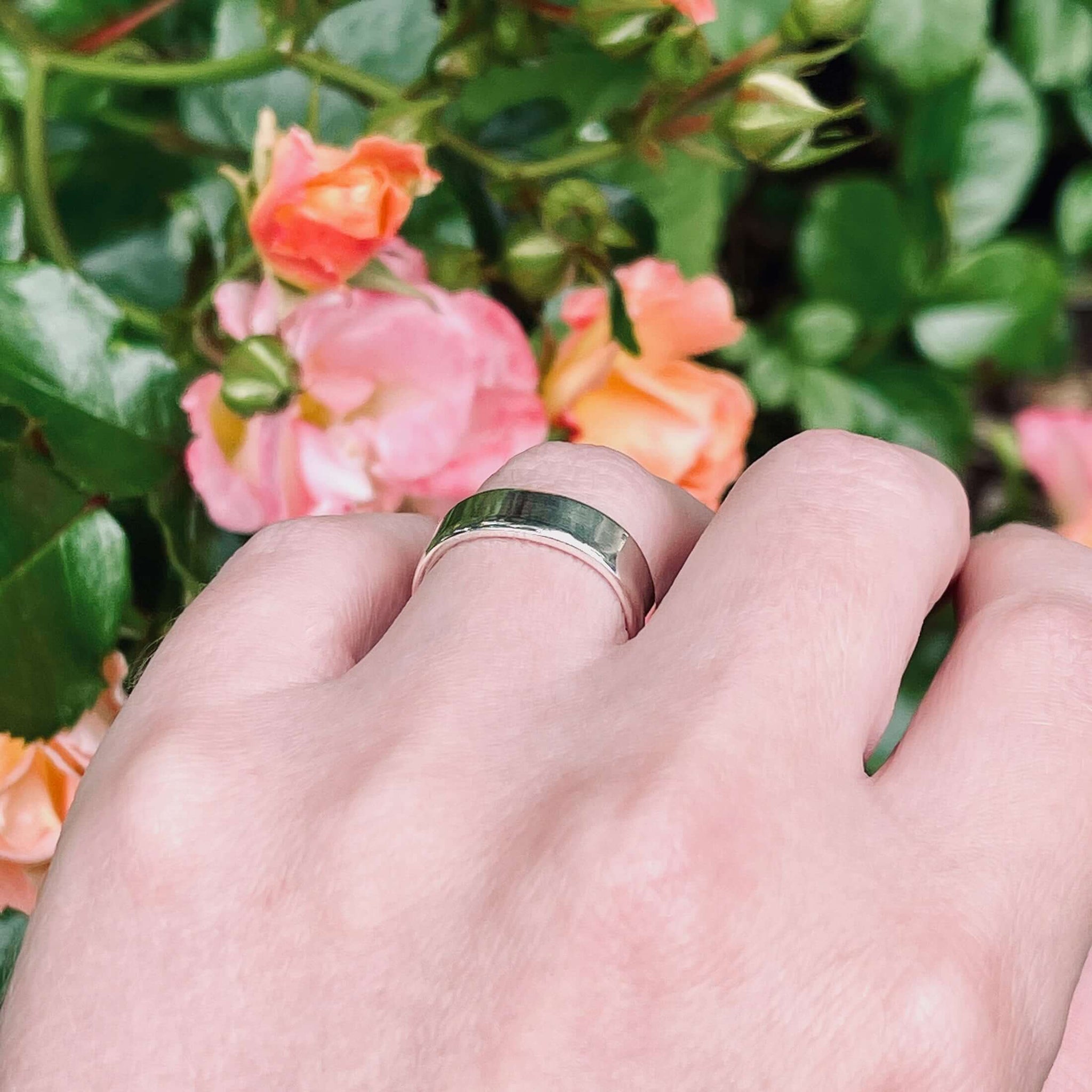 Set of Sterling Silver Square Wedding Rings | Rebecca Cordingley